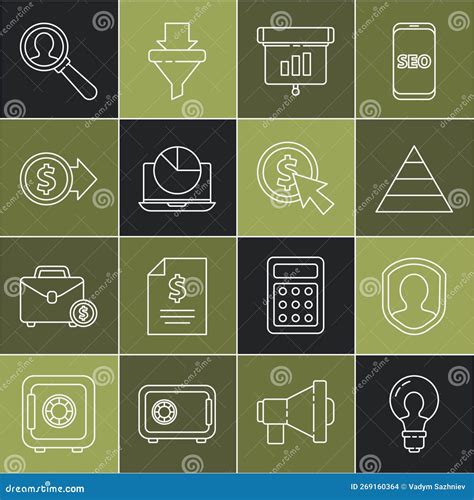 Set Line Light Bulb With Concept Of Idea Pyramid Chart Infographics Graph Chart Diagram