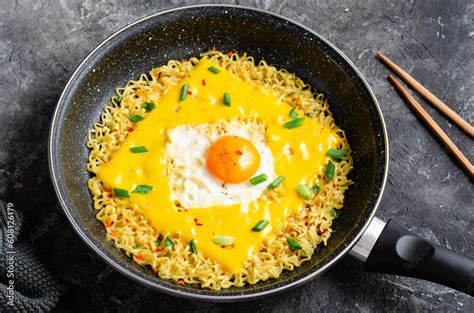 Kujirai Ramen Shin Ramyeon Or Ramyun With Egg Melted Cheese And