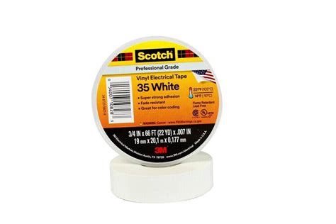3m Scotch 35 Vinyl Electrical Insulating Tape White 19 Mm X 20 M 018 Mm