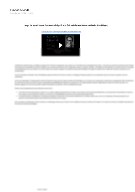 SOLUTION Explicacion Sobre La Interpretacion Fisica De La Funci N De