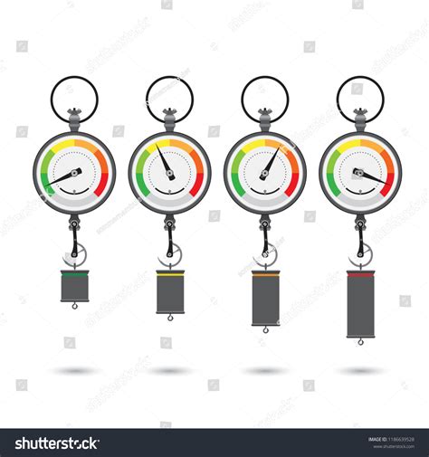 set four round pointer dynamometers multicolored stock vector royalty