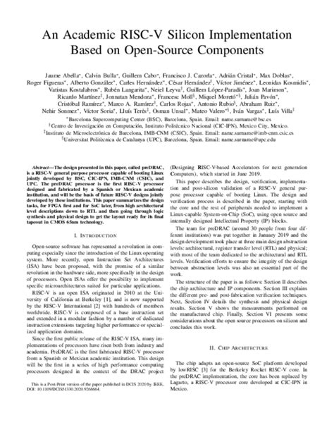 Pdf An Academic Risc V Silicon Implementation Based On Open Source