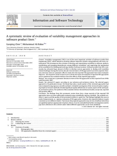 Pdf A Systematic Review Of Evaluation Of Variability Management Approaches In Software Product