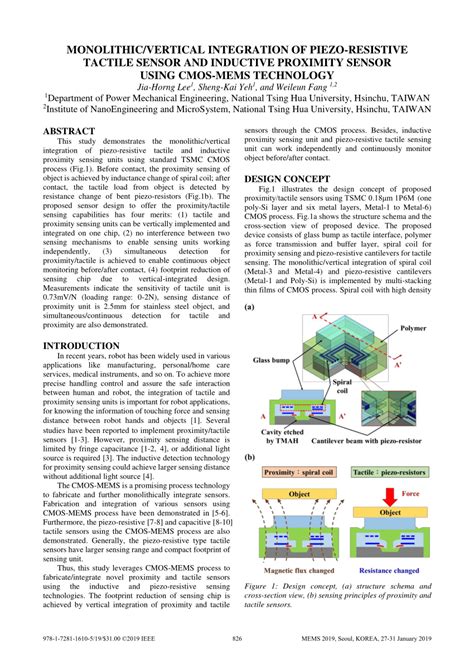 pdf monolithic vertical integration of piezo resistive tactile sensor and inductive proximity