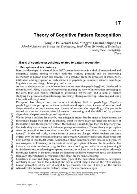 pdf theory of cognitive pattern recognition intech intech
