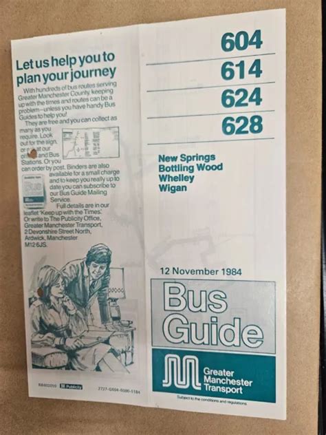 Manchester Area Bus Transport Timetable Leaflet 12 Nov 1984 Cr1 86 £2
