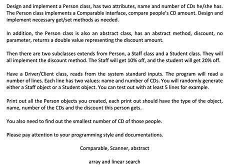 solved transcribed image text design and implement a person class