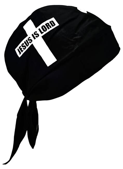 Christian Skull Cap Black And White Doo Rag With Sweatband Du Bandana
