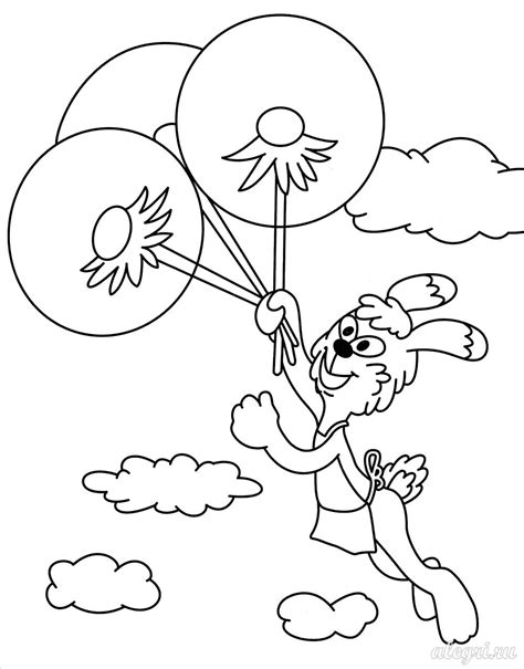 Раскраска для детей Зайчик с шариками