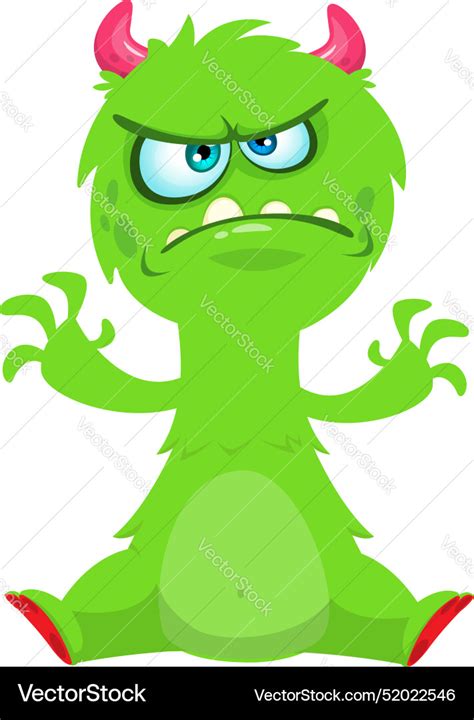 Funny Green Monster Character Design Halloween Vector Image