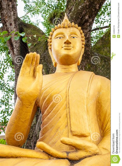 Buddha Statue Under Po Tree In Thai Temple Stock Image Image Of Golden Sculpture 44994119