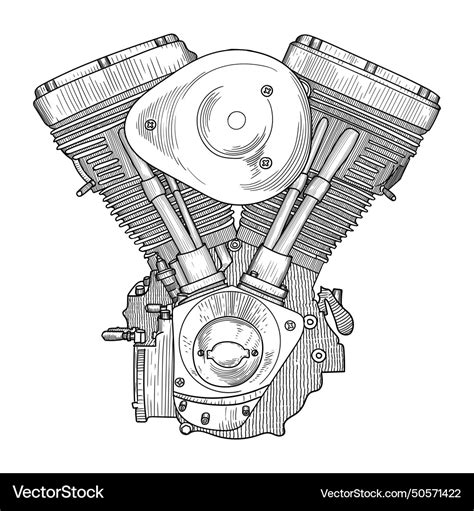 Motorcycle Engine Sketch Royalty Free Vector Image