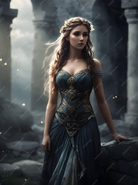 Premium Ai Image Elticwarriorwomanstoneruinstallandslend