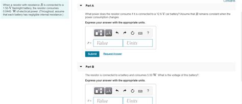 Solved Constants Part A When A Resistor With Resistance R Is Chegg Com