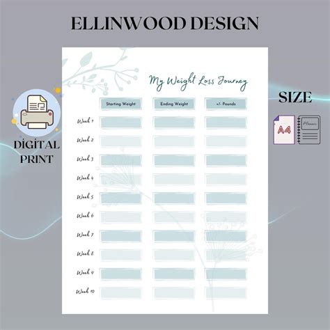 My Weight Loss Journey Tracker Planner Printable Planner Etsy