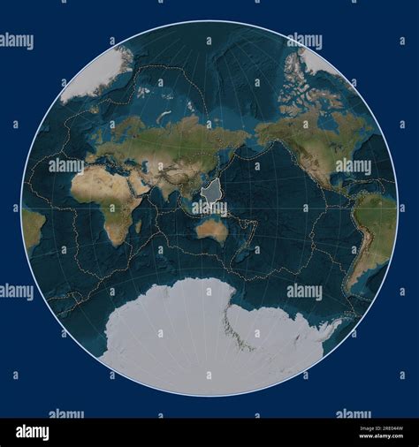 Philippine Sea Tectonic Plate On The Blue Marble Satellite Map In The