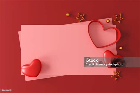 행복한 발렌타인 데이 배경 장식 축제 개체 하트 모양과 실버 스타 인사말 카드 휴일 배너 디자인 맨 위 보기입니다 플랫 레이