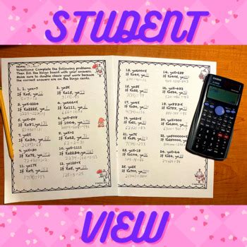 Linear Equations With Two Variables Bingo Valentine S Day Th Th Math