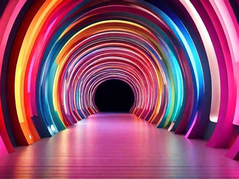 Render Tunnel Of Colorful 3d Lights Premium Ai Generated Image