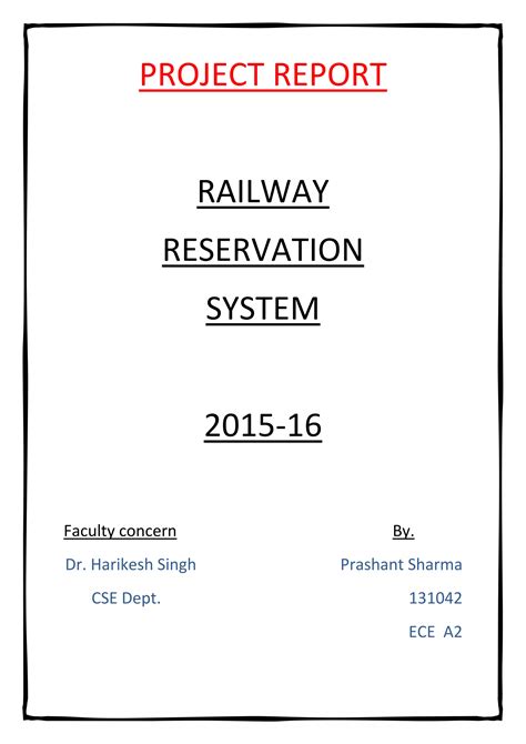 Railway Reservation System Pdf