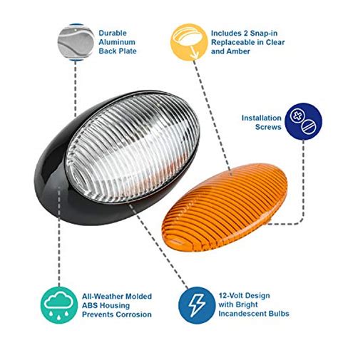Lumitronics RV 12V LED Oval Porch Utility Light With On Off Switch