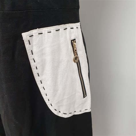 David And Jesse Classy And Elegant Black And White Patch Section Shift Dress With Zip Pocket Detail