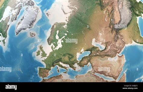 Mapa físico de Europa Groenlandia Oriente Medio y Asia con detalles