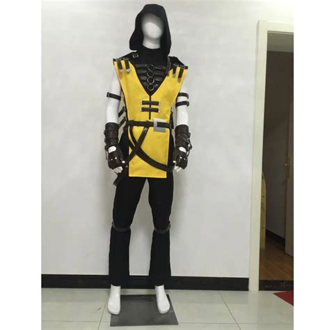 Mortal Kombat Scorpion Hanzo Hasashi Cosplay Costume Outfit Halloween