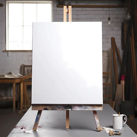 Premium Ai Image A White Canvas On A Wooden Easel With A White Canvas