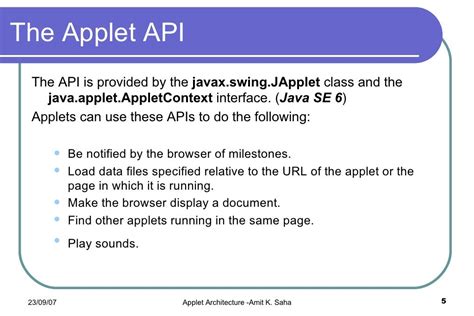 Applet Architecture Introducing Java Applets