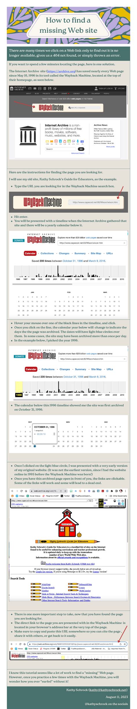 Kathy Schrock S Kaffeeklatsch Tutorial For Finding A Missing Web Site