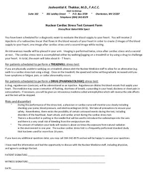 Fillable Online Nuclear Cardiac Stress Test Consent Form Stress Rest Xlsx Fax Email Print