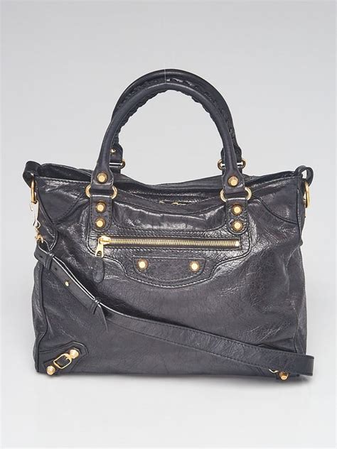 Balenciaga Black Lambskin Leather Giant 12 Gold Velo Bag Yoogis Closet