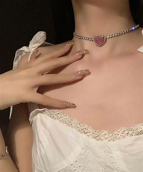 러블리 하트 큐빅 초커 목걸이 에이블리