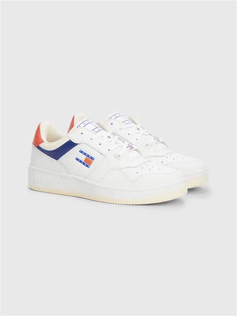 Premium Leren Colour Blocked Basketbalsneaker Blauw Tommy Hilfiger