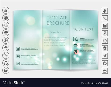 Tri Fold Brochure Mock Up Design Smooth Unfocused Vector Image