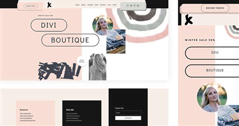 Free Divi Header And Footer Templates For The Clothing Store Layout Pack