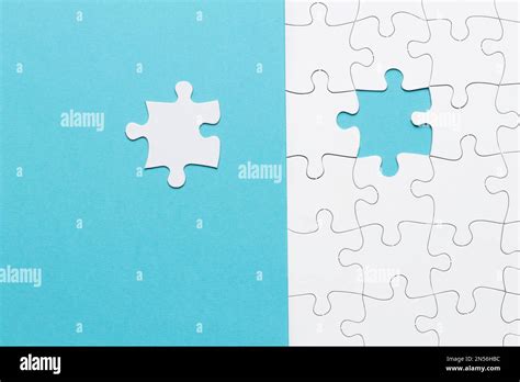 Single White Jigsaw Puzzle Piece Blue Background Resolution And High