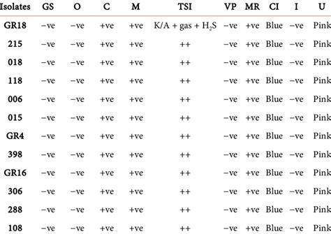 Biochemical Reactions Of The Suspected Isolates Of P Mirabilis Download Scientific Diagram