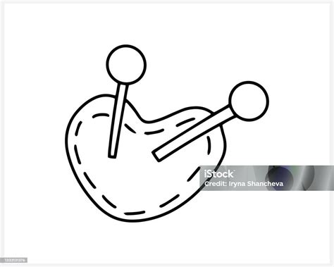 Ikon Jarum Doodle Terisolasi Di Atas Putih Kerangka Clipart Jahit Seni