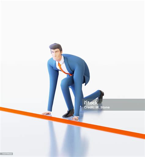 경주 준비가 된 시작 위치에 정장을 입은 성공적인 사업가 3d 렌더링 그림 개념에 대한 스톡 사진 및 기타 이미지 개념