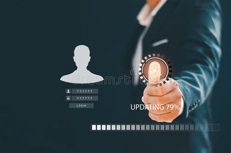 Businessman Scanning Fingerprints Online Safety Concept Personal Data