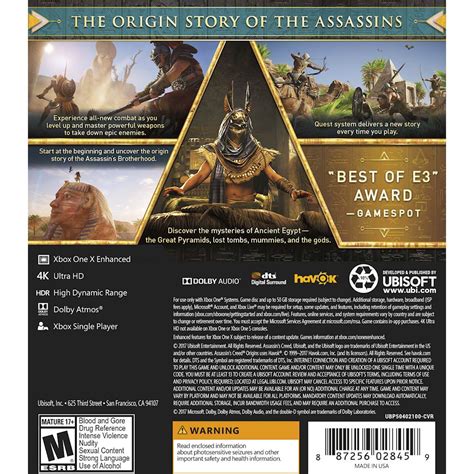 Best Buy Assassins Creed Origins Standard Edition Xbox One Ubp50412100
