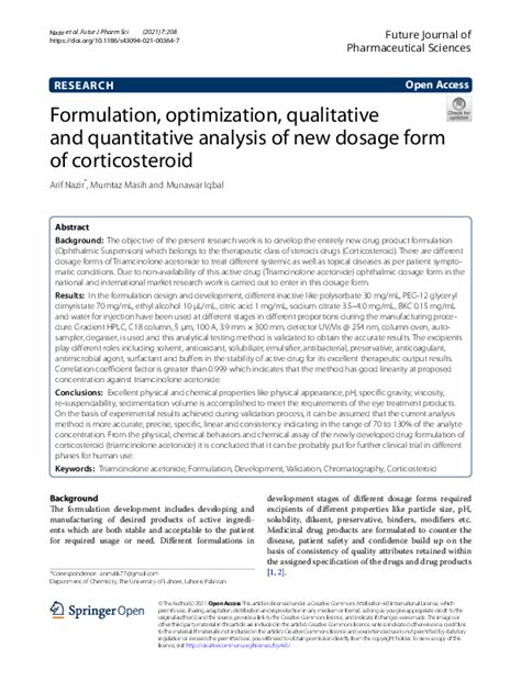 Pdf Formulation Optimization Qualitative And Quantitative Analysis Of New Dosage Form Of