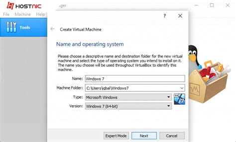 cara install windows 7 di virtual box hostnic id