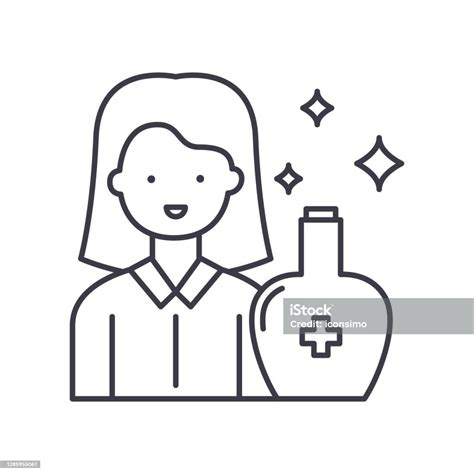 化學家的實驗室圖示線性隔離插圖細線向量網頁設計符號輪廓概念符號與可編輯的描邊在白色背景向量圖形及更多人圖片 人 健保和醫療 健康的