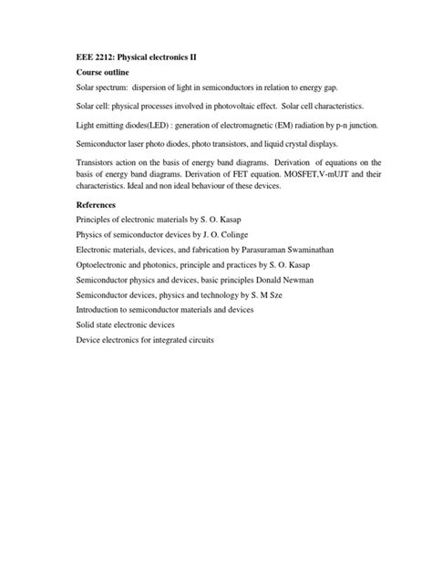 Eee2212 Physical Electronics Ii Chapter 1 Pdf Pdf Band Gap