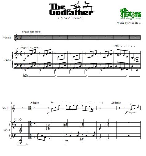 教父主题曲小提琴钢琴二重奏谱