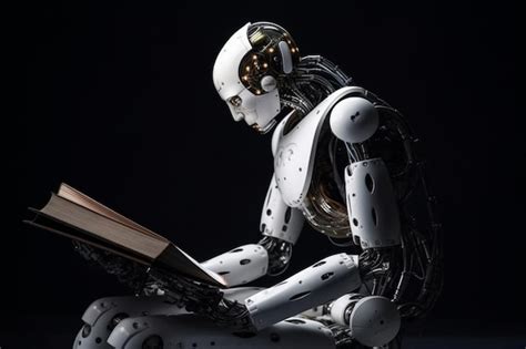 Premium Ai Image A Robot Sits With A Book In His Lap