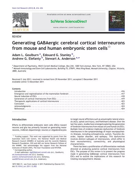Pdf Generating Gabaergic Cerebral Cortical Interneurons From Mouse